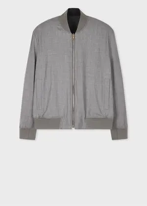 Paul Smith Bi-stretch Wool Blend Reversible Bomber Jacket