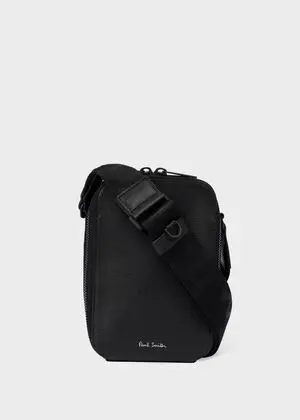 Paul Smith Straw-grain Embossed Leather Flight Bag - Black