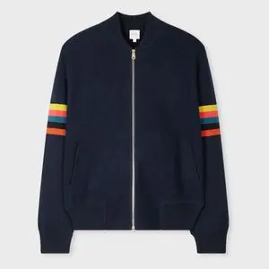 Paul Smith Zip Bomber Jacket With Striped Detail