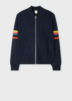 Paul Smith Zip Bomber Jacket With Striped Detail