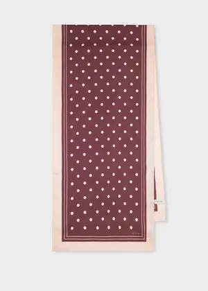 Paul Smith Burgundy And Silk Polka Dot Scarf - Pink