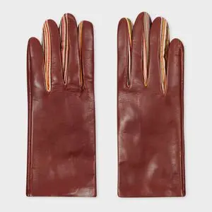 Paul Smith Signature Stripe' Leather Gloves - Brown