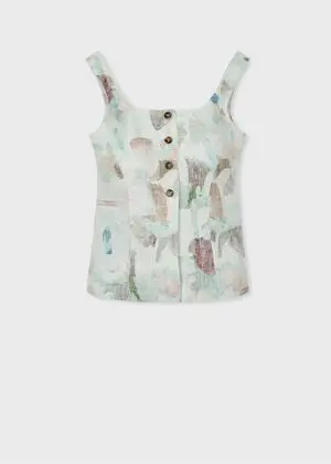 Paul Smith Floral Paint Studies Linen Vest Top