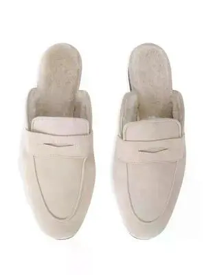 BOUGEOTTE Nomad Suede Shearling Slippers