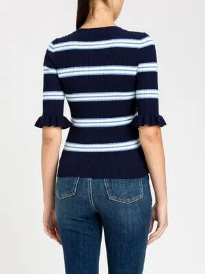 TWINSET Viscose Blend Knit Top With Flared Sleeves
