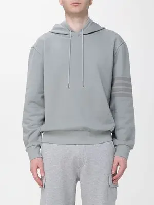 Thom Browne Cotton Hoodie With 4-bar Stripe Detail - Grey