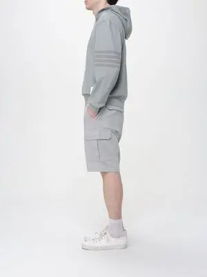 Thom Browne Cotton Hoodie With 4-bar Stripe Detail - Grey
