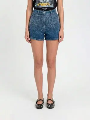 TWINSET Shorts With Rhinestone Embellishments - Denim