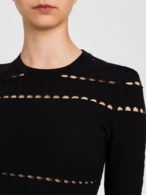 TWINSET Long Sleeve Knit Top With Openwork Detail