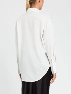 TWINSET Stretch Cotton Shirt With Rhinestone Embellishments