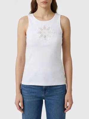 TWINSET Sleeveless T-shirt With Floral Applique - White