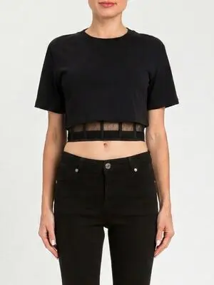 TWINSET Cropped T-shirt With Mesh Detail