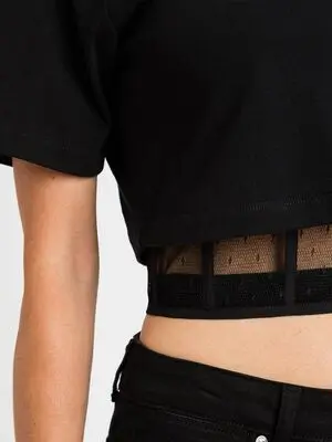 TWINSET Cropped T-shirt With Mesh Detail