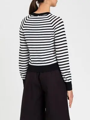 TWINSET Striped Fine Knit Sweater With Button Detail