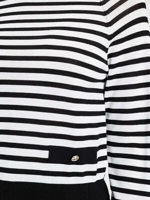 TWINSET Striped Fine Knit Sweater With Button Detail