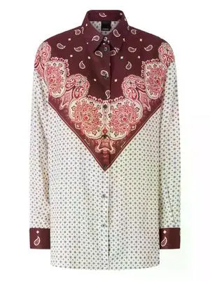 Pinko Long Sleeve Printed Viscose Twill Shirt