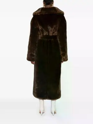 Nanushka Shawl-collar Belted Faux Fur Coat
