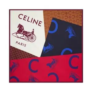 Celine Square In Silk Twill 'tan/red/blue - Brown
