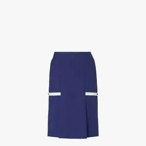 Fendi Straight-cut Midi Skirt With Slits - Blue