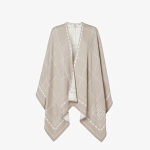 Fendi Selleria Macro Check Wool Poncho - Grey