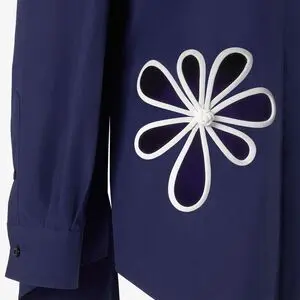 Fendi Long-sleeved Cotton Poplin Shirt With Ajour Motif