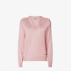 Fendi Long-sleeved V-neck Jumper - Pink