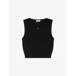 Sandro Sleeveless Cropped Knitted Jumper - Black