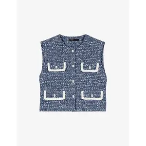 Maje Boxy-fit Round-neck Tweed Vest