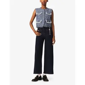 Maje Boxy-fit Round-neck Tweed Vest