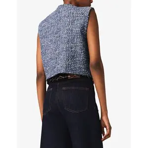Maje Boxy-fit Round-neck Tweed Vest