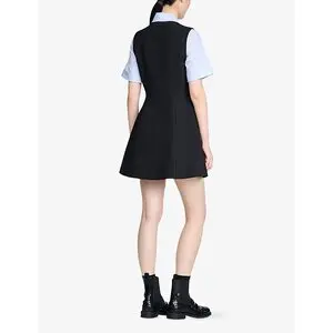 Sandro Short-sleeved Two-in-one Stretch-woven Mini Dress