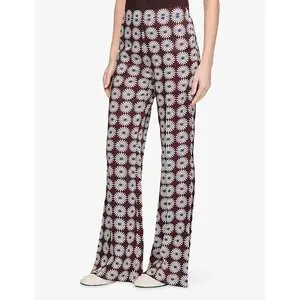 Sandro Floral-print Flared Trousers