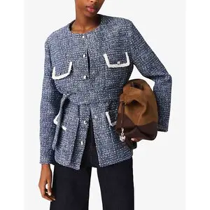 Maje Belted Tweed Jacket