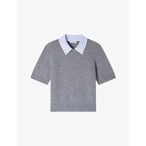 Sandro Detachable-collar Short-sleeved Wool Jumper