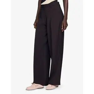 Sandro Wide-leg Mid-rise Woven Trousers