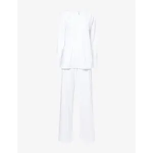Hanro Long-sleeves Straight-leg Cotton-jersey Pyjama Set - White