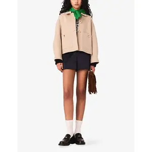 Maje Pleated-back Short Wool Jacket