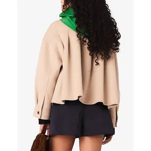 Maje Pleated-back Short Wool Jacket