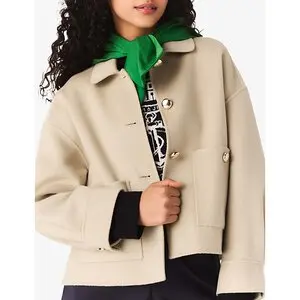 Maje Pleated-back Short Wool Jacket