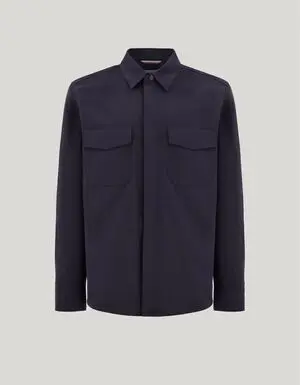 Canali Navy Nuvola Relaxed Fit Pure Cotton Overshirt