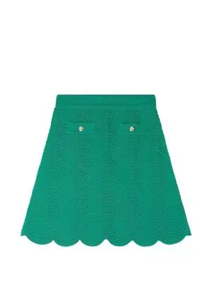 Sandro Wave-pattern Knitted Mini Skirt - Green