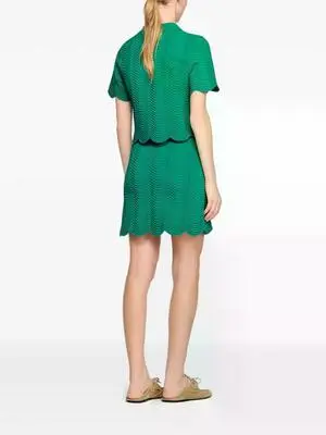 Sandro Wave-pattern Knitted Mini Skirt - Green