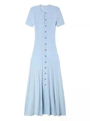 Sandro Midi Buttoned Knitted Dress - Blue