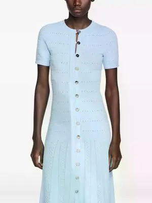 Sandro Midi Buttoned Knitted Dress - Blue