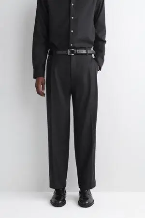 Cos Pleated Wool Relaxed-fit Straight-leg Trousers