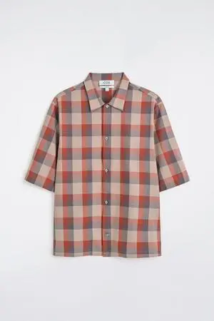 Cos Checked Wool-blend Shirt - Beige