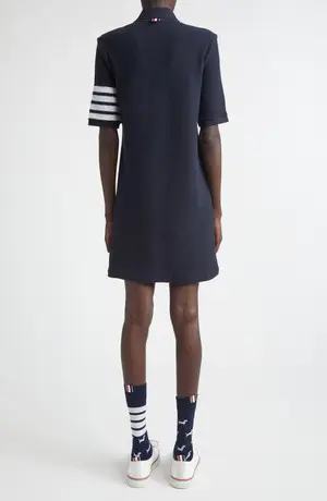 Thom Browne 4-bar Cotton Piqué Polo Dress - Navy