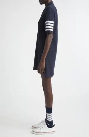 Thom Browne 4-bar Cotton Piqué Polo Dress - Navy