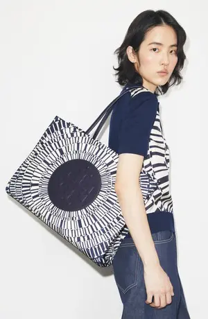 Tory Burch Ella Print Tote - Navy Circle