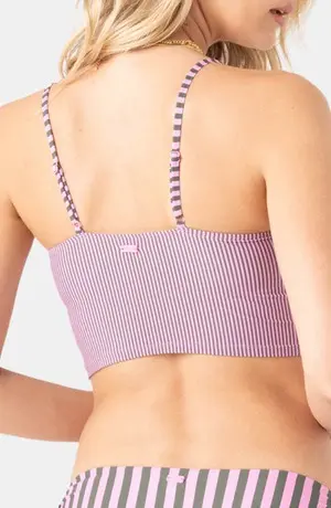 Roxy Stripe Out Tank Bikini Top - Pink Combo
